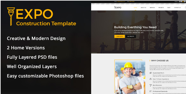25+ Best Construction PSD Templates 2020